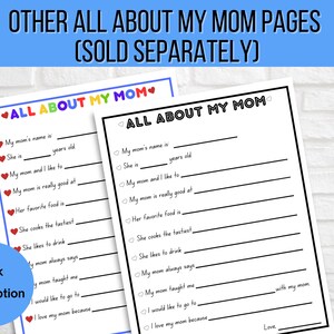 All About My Mom Fill in the Blanks Questionnaire, Mother's Day Craft ...