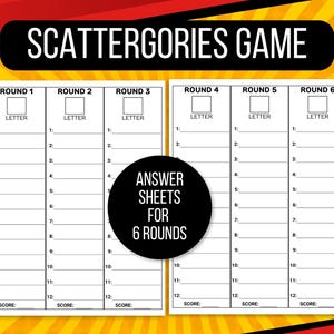 Scattergories Game, Family Scattergories Game, Scattergories Score ...