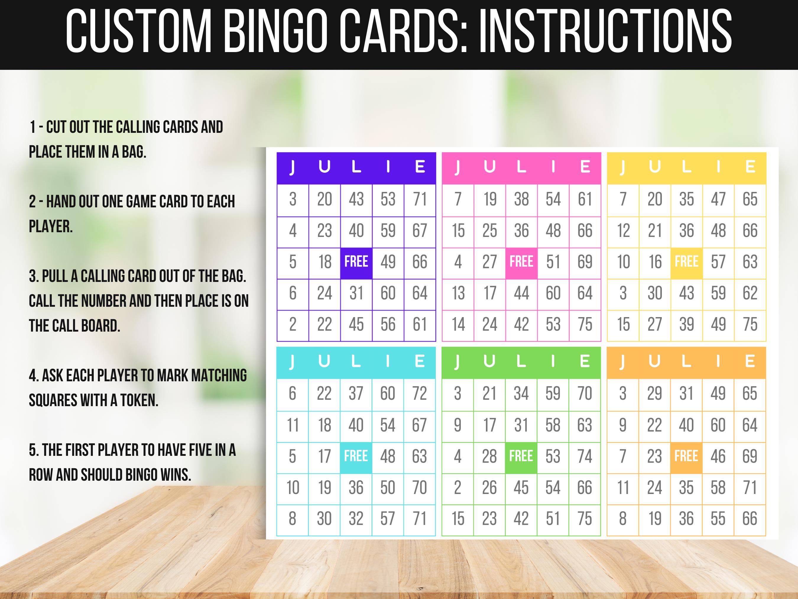 300 Custom Bingo Cards, 6 per Page, Fun Party Game, Classroom Activity ...