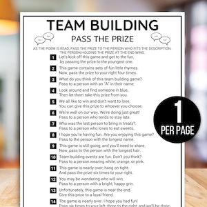 Office Games, Team Building Games, Team Building Pass the Prize Game ...