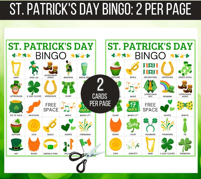 St. Patrick's Day Bingo, 50 St. Patrick's Bingo Cards, St. Patrick's ...