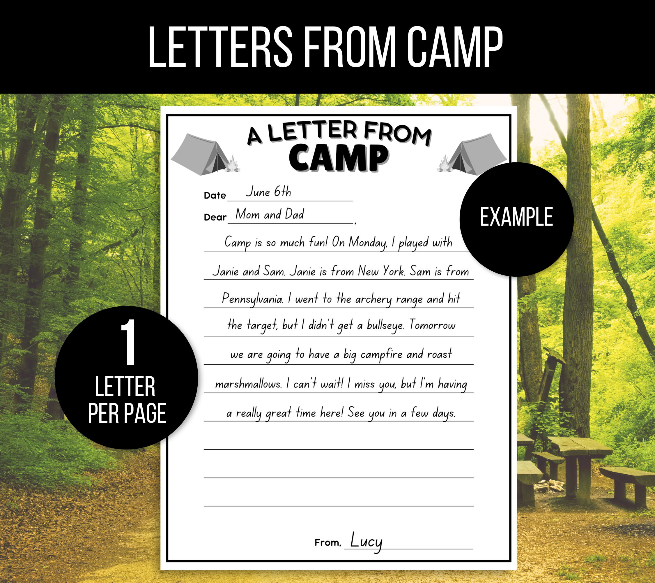 Letters From Camp, Summer Camp Letters, Printable Letter From Camp ...