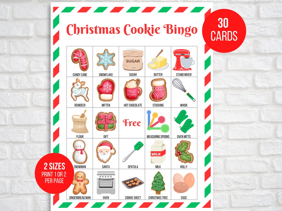 Christmas Bingo, 30 Baking Bingo Cards, Christmas Cookie Bingo Cards ...