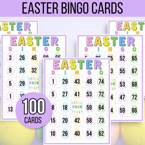 Easter Bingo, 100 Easter Bingo Cards, Printable Easter Activity for ...