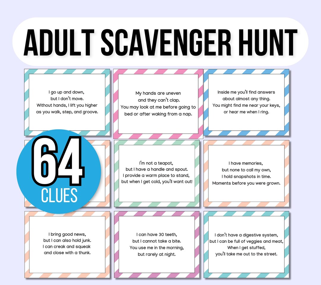 Adult Scavenger Hunt, Teen Scavenger Hunt, Indoor Scavenger Hunt ...