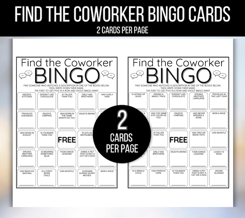 Coworker Bingo, Get to Know You Bingo, Employee Bingo Game, Find ...