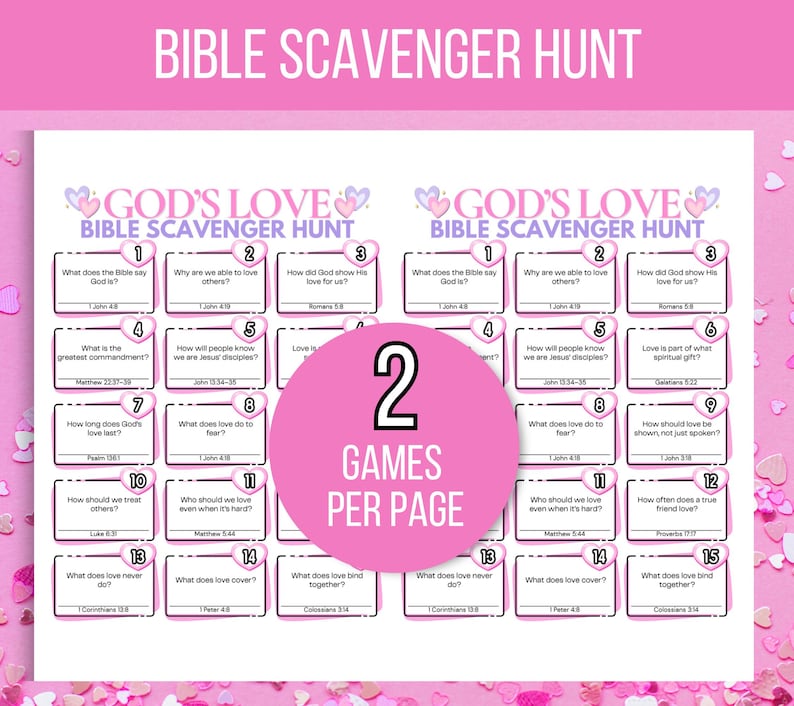 Bible Scavenger Hunt Game, Gods Love Game, Scripture Scavenger Hunt ...
