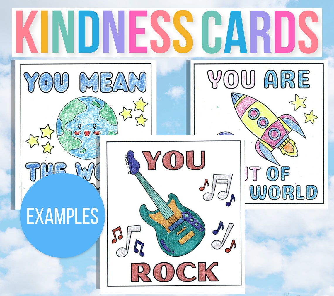 Kindness Cards, 36 Coloring Kindness Cards, Compliment Cards, Acts of ...