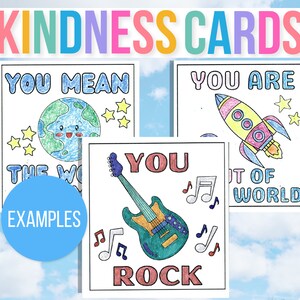 Kindness Cards, 36 Coloring Kindness Cards, Compliment Cards, Acts of ...
