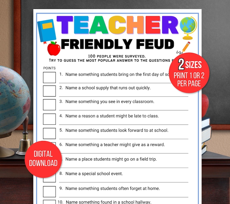 Teacher Family Feud Game, Teacher Friendly Feud Game, Teacher Trivia ...