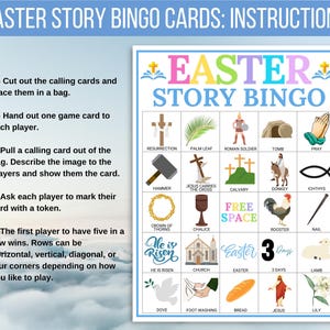 Easter Story Bingo, 50 Religious Easter Bingo Cards, Easter Bible Bingo ...