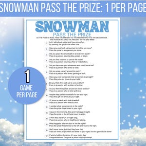Snowman Pass the Prize Game, Winter Pass the Present Game, Christmas ...