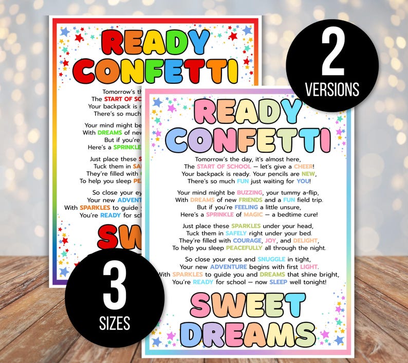 Ready Confetti Printable, First Day of School Printable, Back to School ...