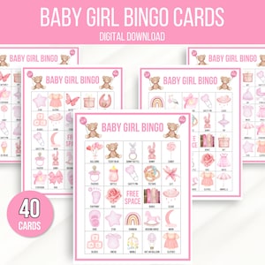 Baby Girl Bingo, Baby Shower Bingo, Baby Girl Shower Printable Game ...