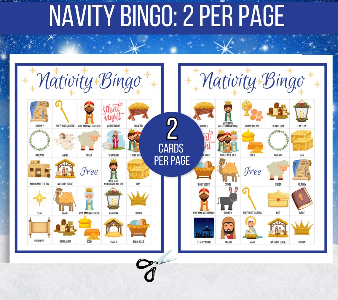 Nativity Bingo, 50 Nativity Bingo Cards, Christmas Bingo, Christmas ...