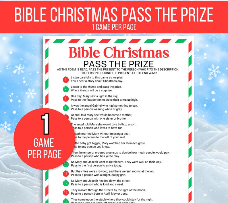 Bible Christmas Pass the Prize, Bible Christmas Games, Nativity Pass ...
