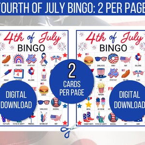 4th of July Bingo, 40 Fourth of July Bingo Cards, Patriotic Bingo ...