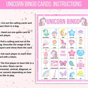 Unicorn Bingo, 30 Printable Unicorn Bingo Cards, Unicorn Birthday ...