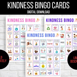 Kindness Bingo, 3 Kindness Bingo Cards, Acts of Kindness Bingo, Kid's ...