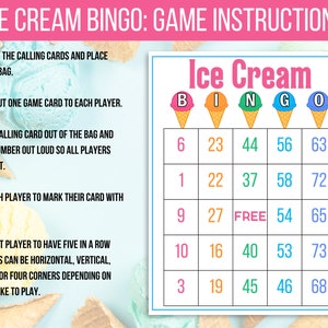 Ice Cream Bingo, 100 Printable Ice Cream Bingo Cards, Ice Cream ...
