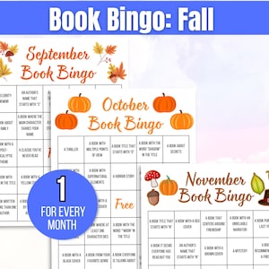 Book Bingo, 12 Monthly Book Bingo Challenges, Book Bingo for Adults ...