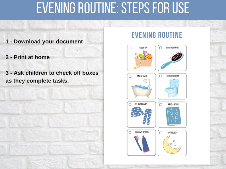 Kids Morning and Evening Routine Charts Morning Routine for - Etsy