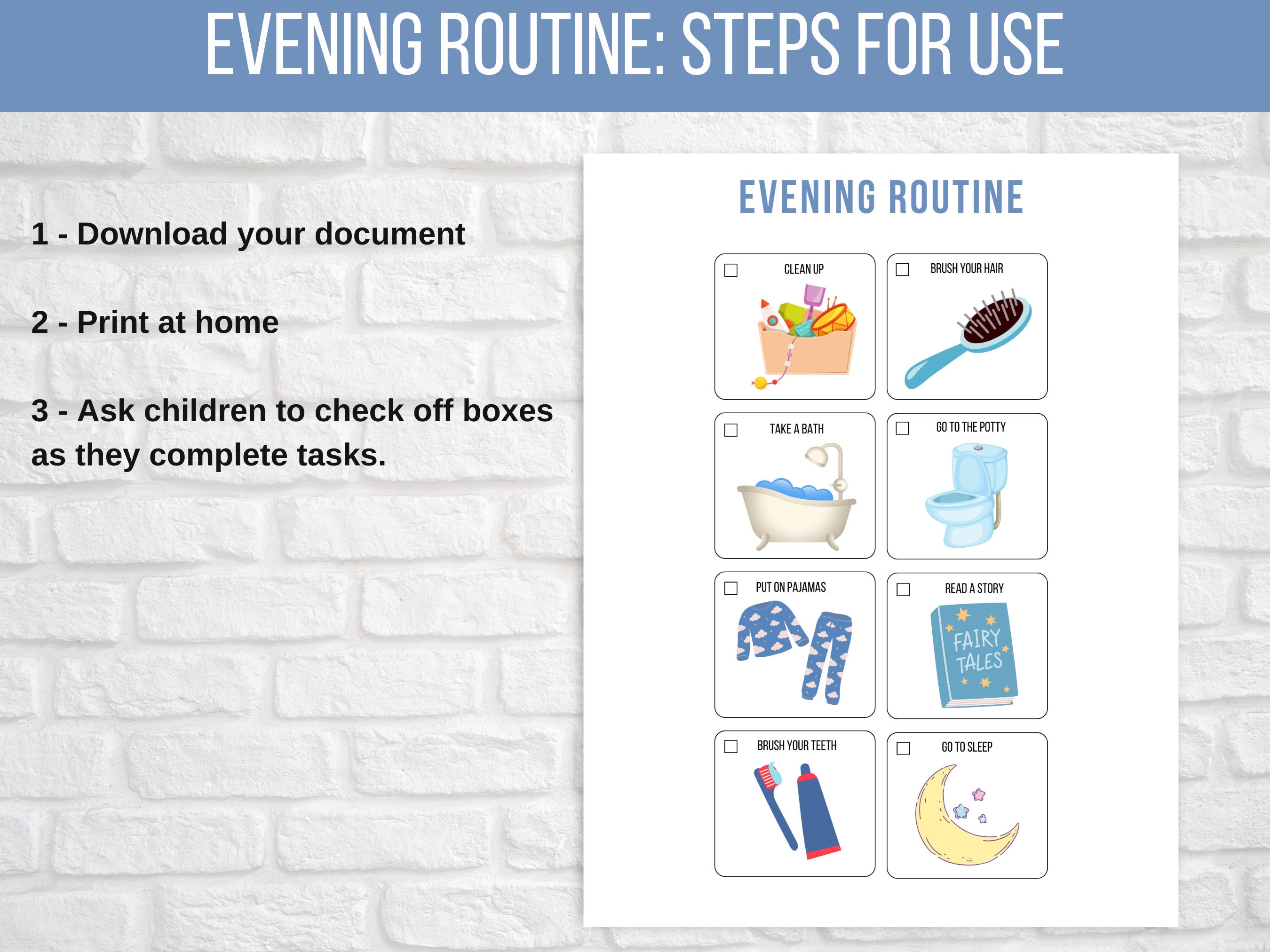 Kids Morning and Evening Routine Charts Morning Routine for - Etsy