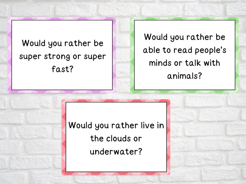Would You Rather Questions for Kids Conversation Starters - Etsy Australia