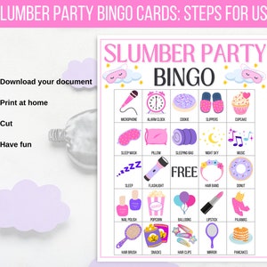 Slumber Party Bingo, Pajama Party Bingo, Sleepover Bingo, 30 Slumber ...