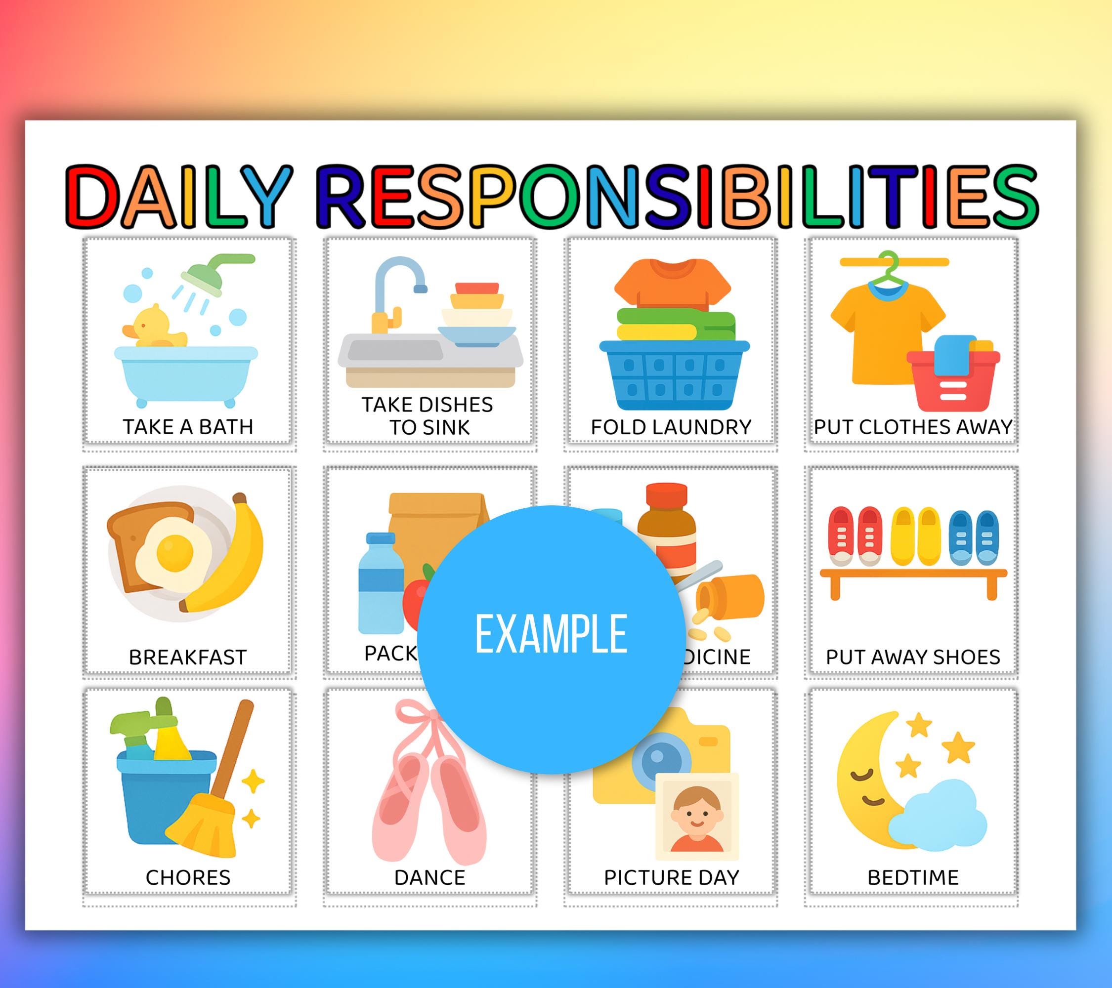 Daily Routine Cards, Editable Routine Chart, Kids Chore Chart, Kids ...