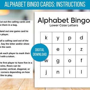 Alphabet Bingo, 100 Printable Alphabet Bingo Cards, ABC Practice, ABC ...