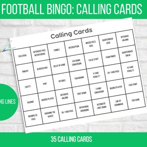 Football Bingo 50 Unique Printable Football Bingo Cards - Etsy