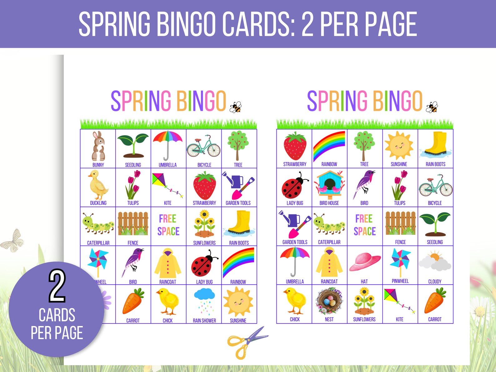 Printable Spring Bingo, 30 Spring Bingo Cards, Spring Activity for Kids ...