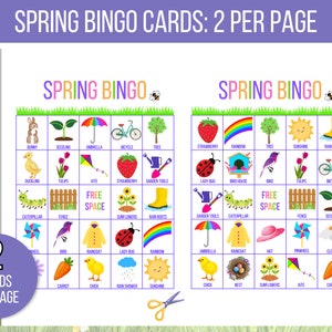 Printable Spring Bingo, 30 Spring Bingo Cards, Spring Activity for Kids ...