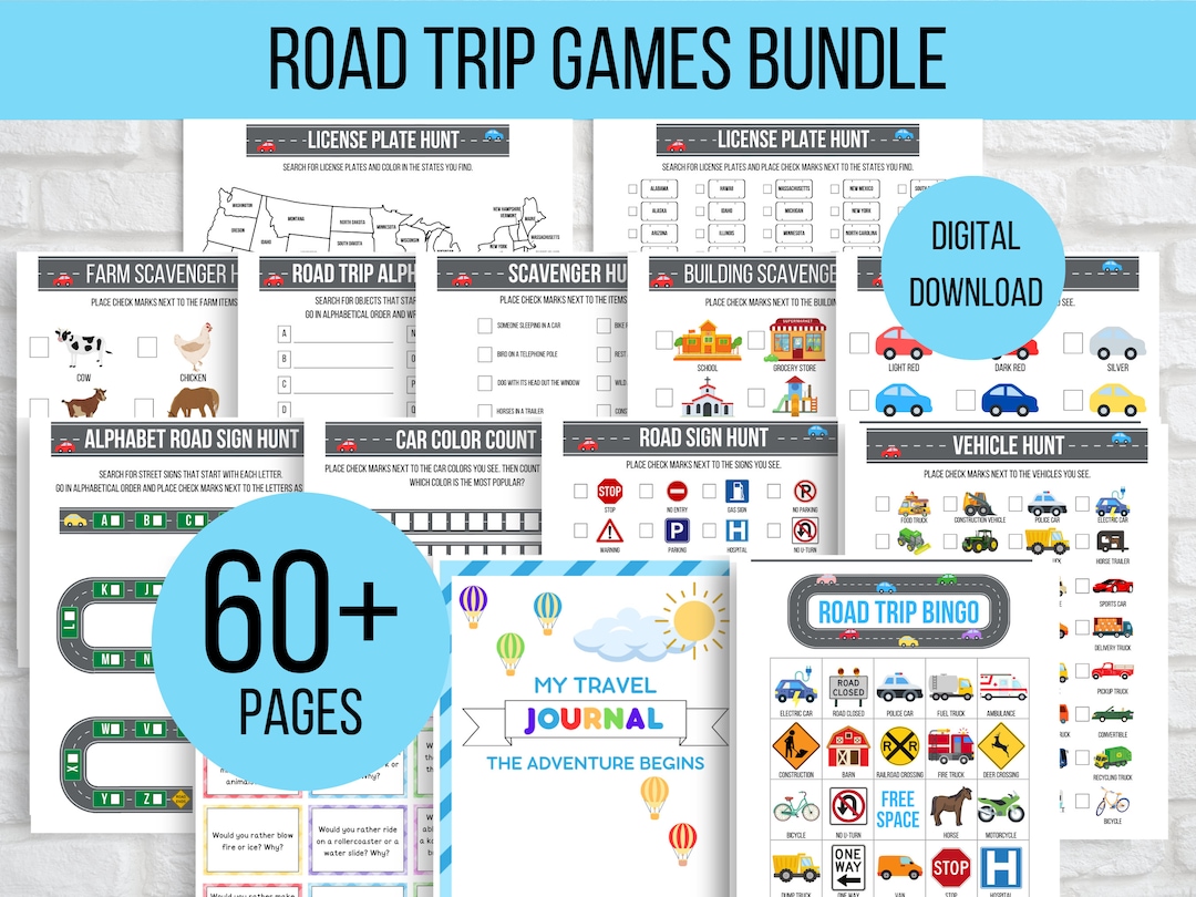 Mega Kids Road Trip Games, Travel Activities, Road Trip Games Bundle ...