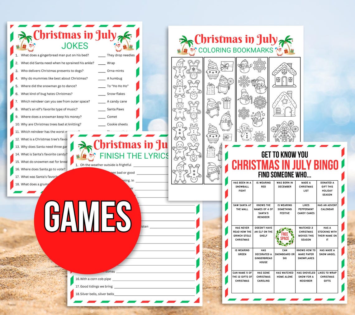 16 Christmas in July Activities, Christmas in July Activity Bundle ...