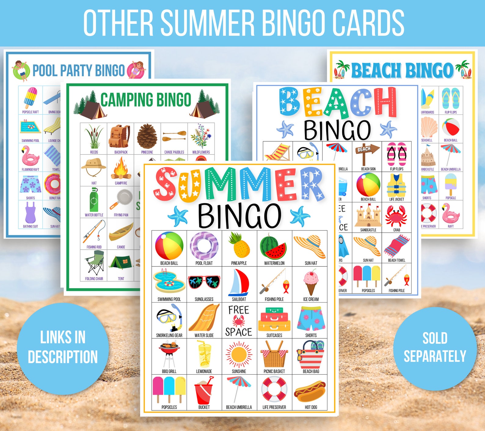 Ocean Bingo, Under the Sea Bingo, 30 Printable Ocean Bingo Cards, Ocean ...