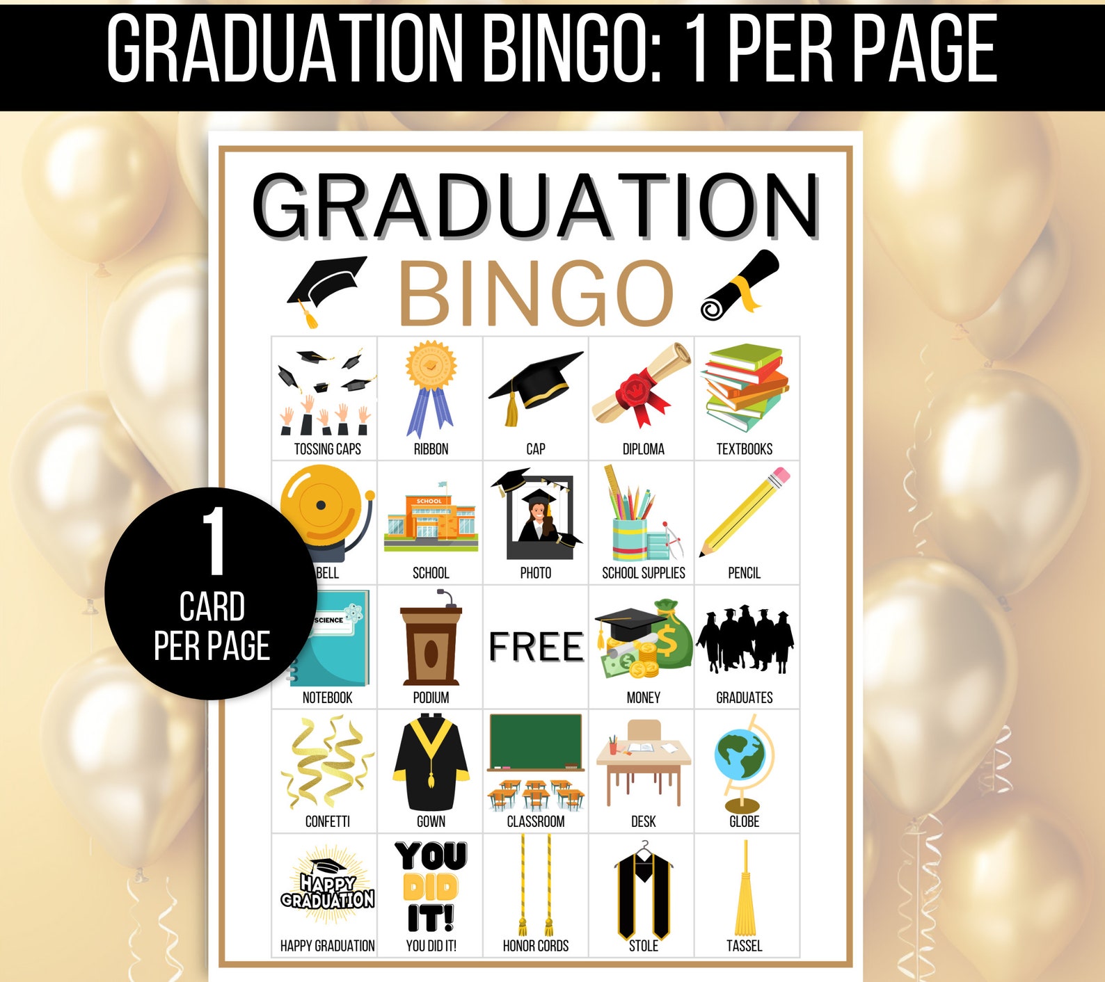 Graduation Bingo, 30 Graduation Bingo Cards, Graduation Activity for ...