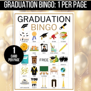 Graduation Bingo, 30 Graduation Bingo Cards, Graduation Activity for ...