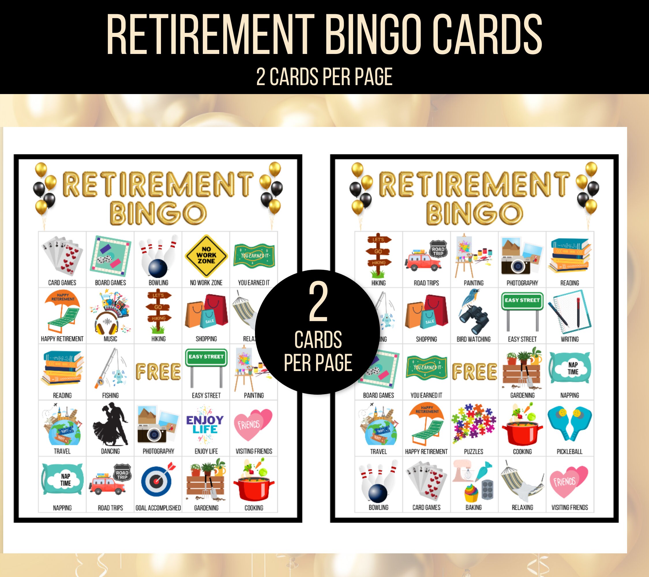 Retirement Bingo, 50 Retirement Bingo Cards, Retirement Activity ...