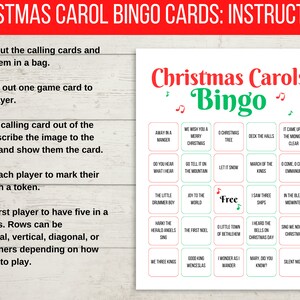 Christmas Carol Bingo, 50 Printable Christmas Carol Bingo Cards ...