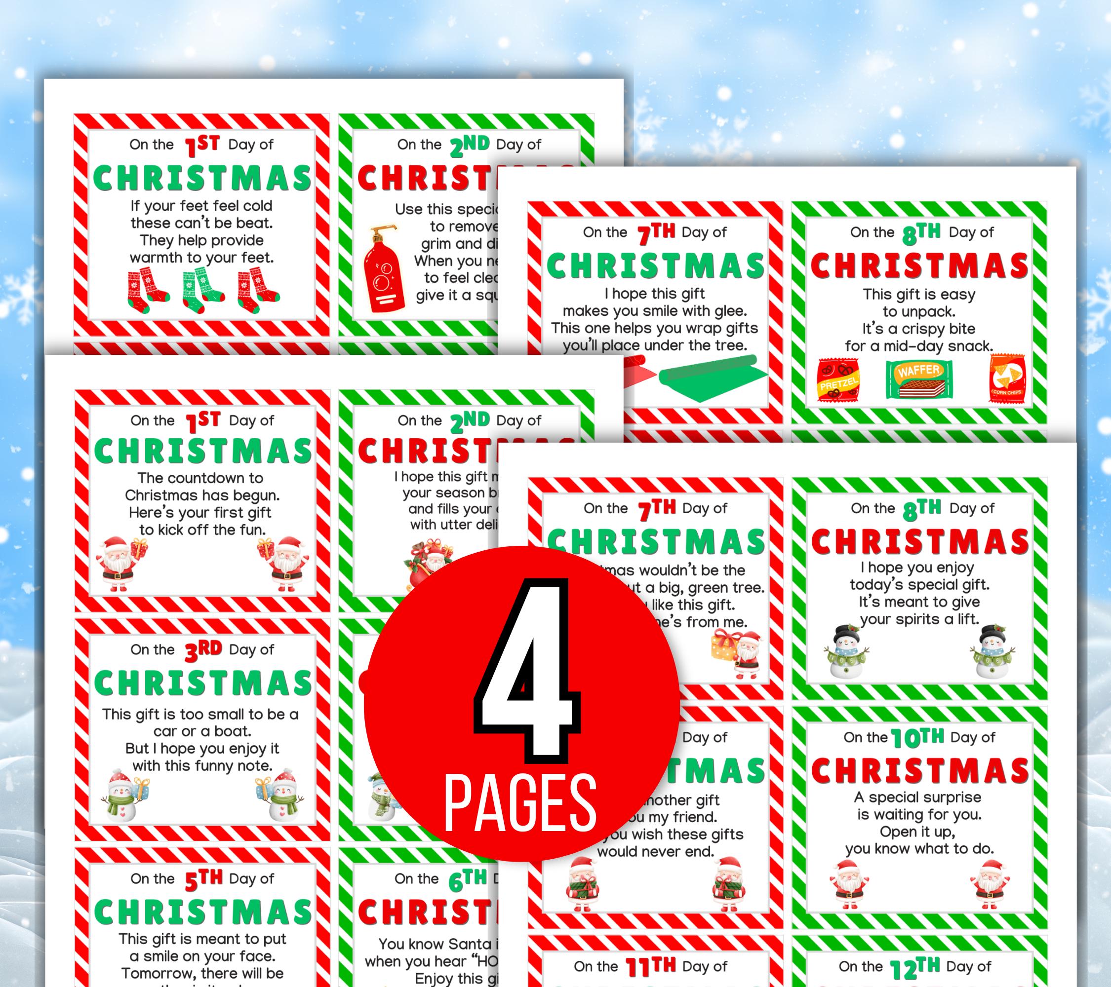 12 Days of Christmas Gift Tags, 12 Days of Christmas, Printable ...