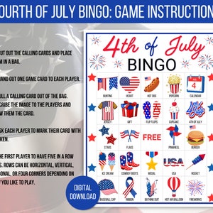 4th of July Bingo, 40 Fourth of July Bingo Cards, Patriotic Bingo ...