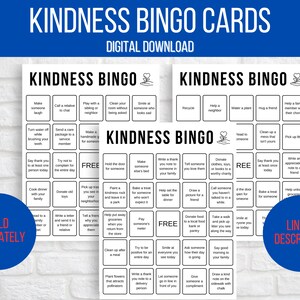Kindness Bingo, 3 Kindness Bingo Cards, Acts of Kindness Bingo, Kid's ...