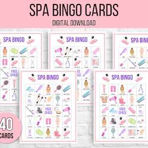 Spa Bingo, 40 Spa Bingo Cards, Spa Birthday Party Game, Girls Party ...