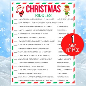 Christmas Riddles Game, Holiday Riddle Game, Fun Christmas Game ...