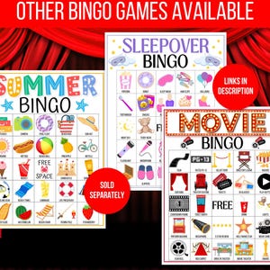 Movie Bingo, 10 Movie Bingo Cards, Movie Games, Movie Tracker Bingo ...