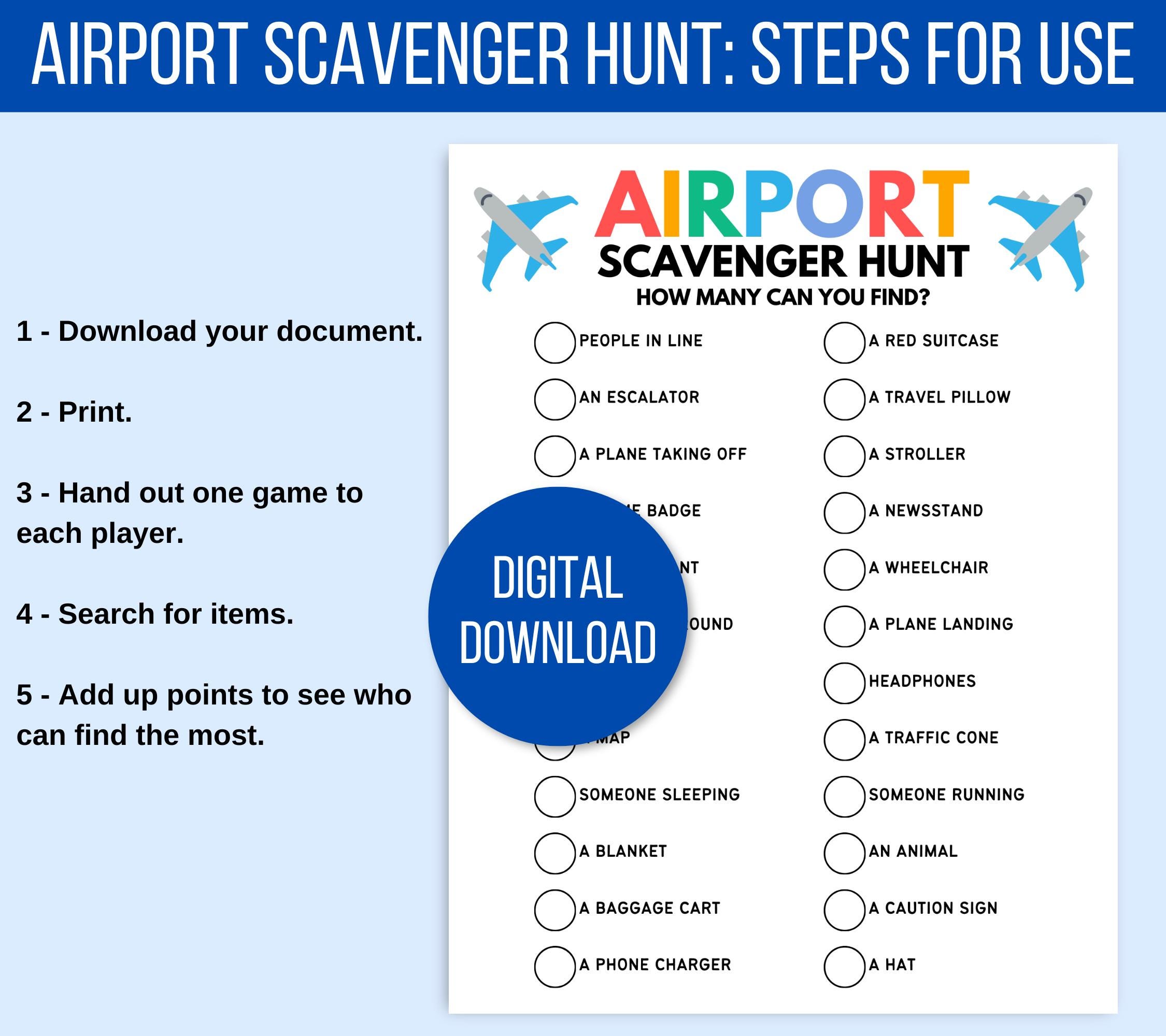 Airport Scavenger Hunt, Airport Scavenger Hunt for Kids, Airport ...