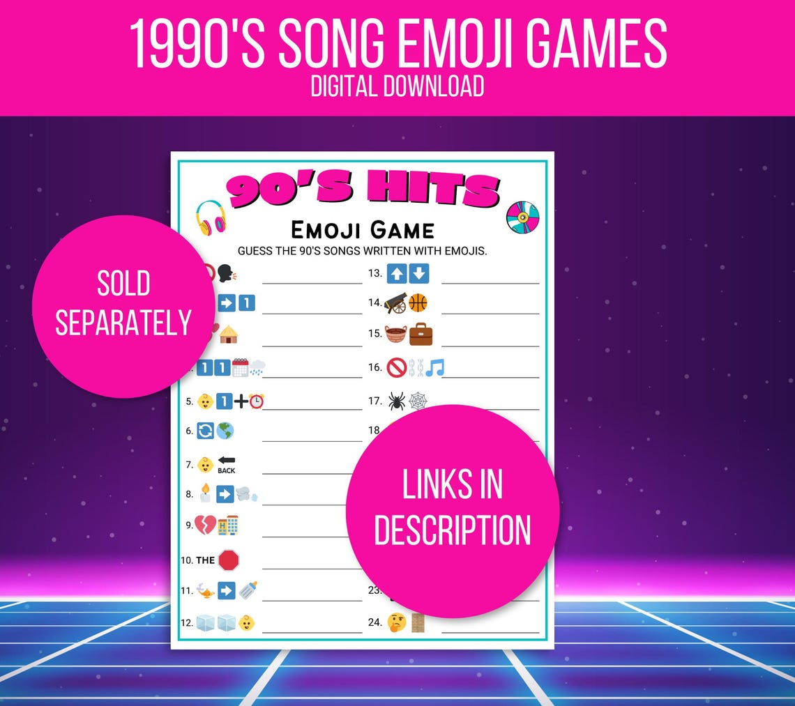 90s Bingo, 90s Song Bingo, 90s Music Bingo, 90s Retro Bingo, 50 ...