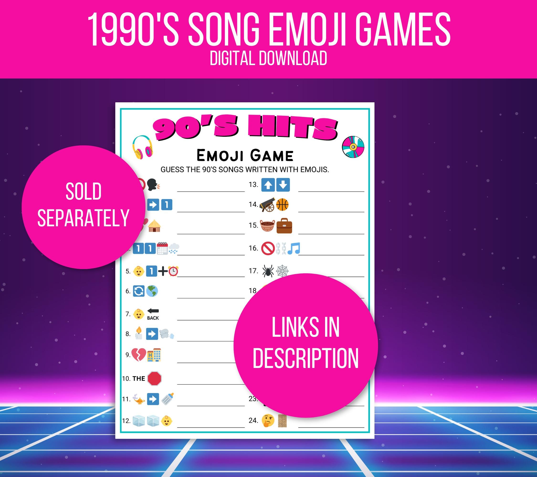 90s Bingo, 90s Song Bingo, 90s Music Bingo, 90s Retro Bingo, 50 ...